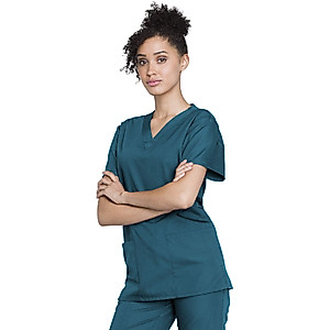 Cherokee Adult's Unisex Top and Scrub Pant Set, Caribbean Blue, Medium