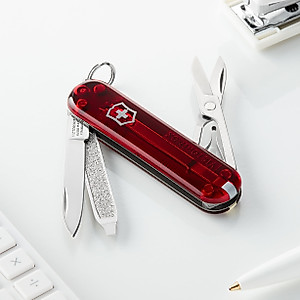 Victorinox Classic SD 7 Function Pocket Knife, Translucent Ruby