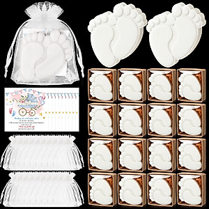 Maxcheck 50 Sets Baby Shower Feet Soaps Bulk Baby Shower Favors for Guests Handmade Scented Soap with Organza Bags Thank You Cards for Girl Boy Baby Shower Gifts Souvenirs Decorations(White)