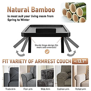 SINWANT Sofa Armrest Tray,Clip On Couch Arm Table, Foldable Sofa Arm Tray with 360° Rotating Phone Holder and Stable Sofa Table for Eating and Drink, Black