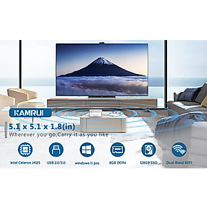 KAMRUI Mini PC Windows 11 Pro, 8GB DDR4 128GB SSD Celeron J4125 Mini Desktop Computer, Support 2.5-inch SSD, 2.4G+5.0G WiFi, 4K HDMI x2, Gigabit Ethernet, BT 4.2, Support Windows 10 Pro Micro PC