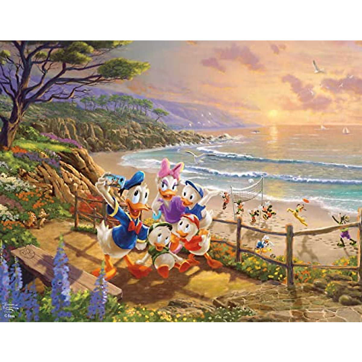 Ceaco - 4 in 1 Multipack - Thomas Kinkade - Disney Dreams Collection - Donald & Daisy Duck, 101 Dalmatians, Mickey, Minnie, & Pluto, & The Little Mermaid - (4) 500 Piece Jigsaw Puzzles