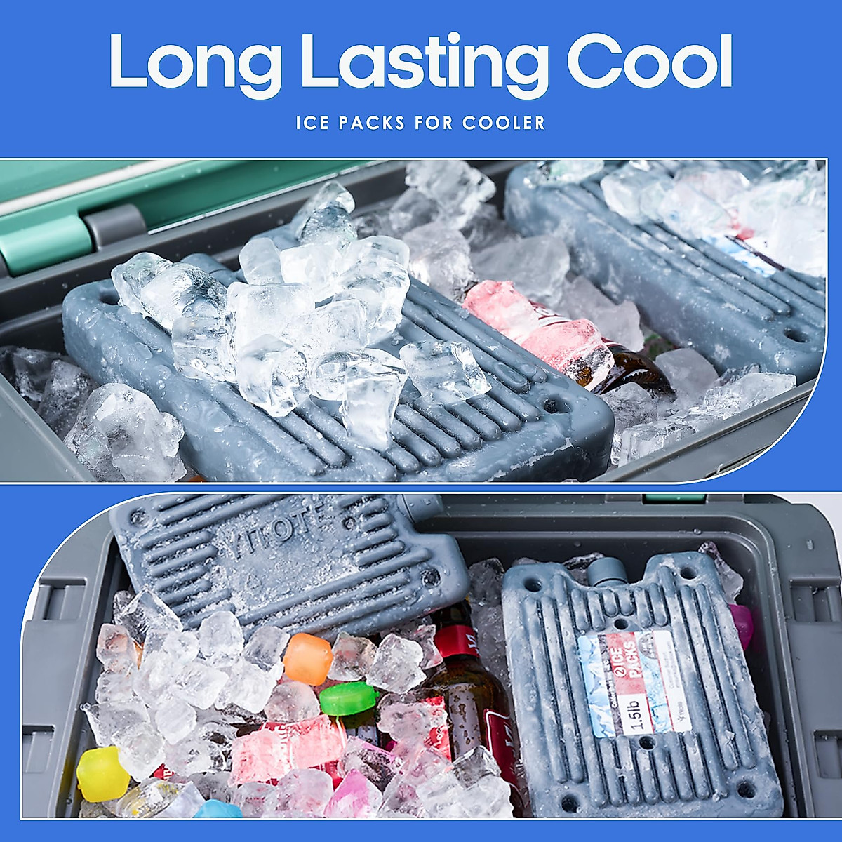 Yitote (3.5LB) Pre-Filled Hard Ice Packs for Coolers Long Lasting Reusable(2Packs),Cooler Ice Packs for Lunch Bags,Lunch Box Ice Packs Reusable Freezer Packs for Cooler Backpack.