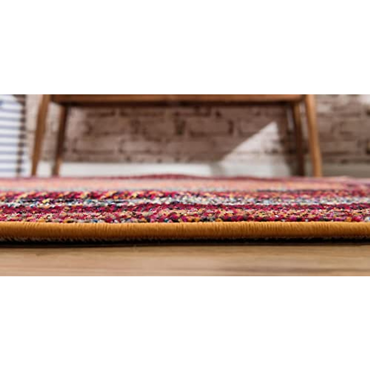 Unique Loom Estrella Collection Rustic, Distressed, Modern, Abstract Area Rug, 8 ft, Orange/Black
