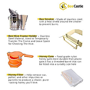 BeeCastle 8-Frame Bee Hives and Supplies Starter Kit,Beehive Kit Dipped in 100% Beeswax,Bee Keeping Supplies-All Beginners Kit Includes Beekeeping Supplies Tool Set and Bee Suit.