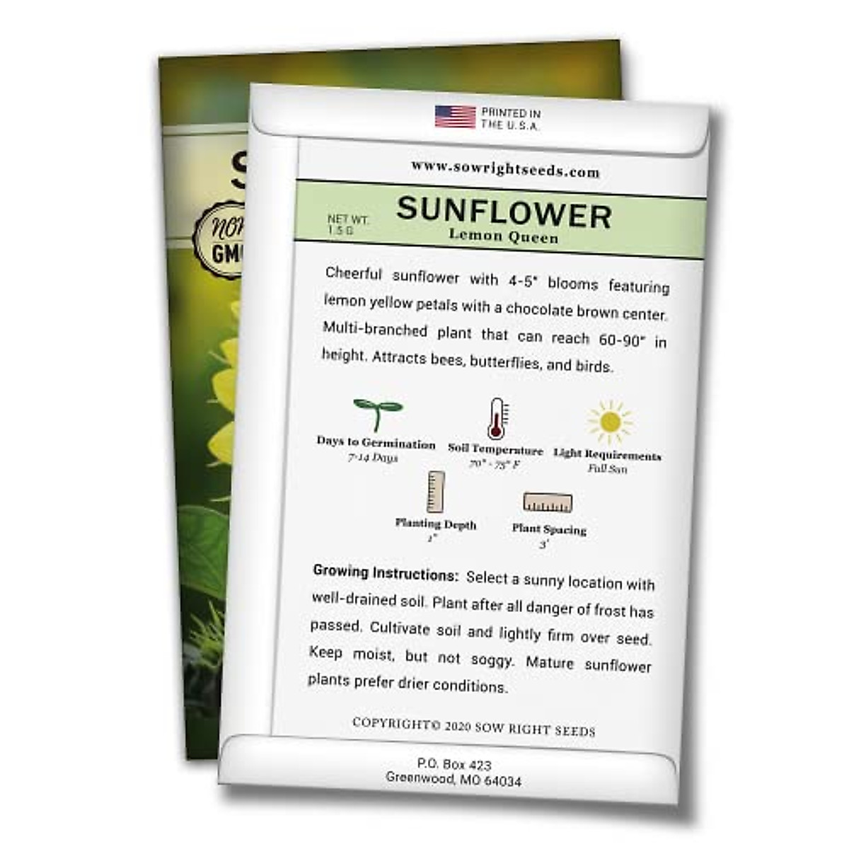 Sow Right Seeds - Flower Seed Garden Collection for Planting - 5 Packets Includes Marigold, Zinnia, Sunflower, Cape Daisy, and Cosmos - Wonderful Gardening Gift