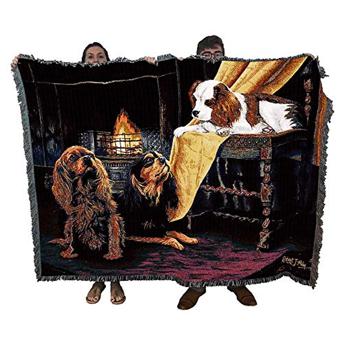 Pure Country Weavers Cavalier King Charles Spaniel Blanket by Robert May - Gift for Dog Lovers - Tapestry Throw Woven from Cotton - Made in The USA (72x54)