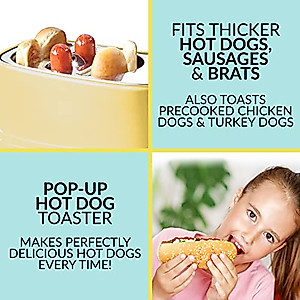 Nostalgia 2 Slot Hot Dog and Bun Toaster with Mini Tongs, Hot Dog Toaster Works with Chicken, Turkey, Veggie Links, Sausages and Brats