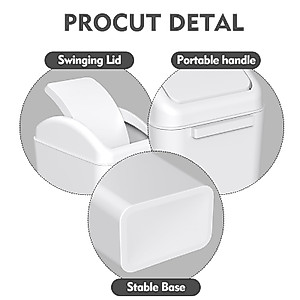 Yesdate 3-Pack 4.5 Gallon Plastic Trash Can with Swing Lid, Swing-Top Waste Can, White