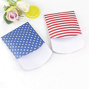 48pcs American Flag Candy Bags Disposable Party Flatware Organizers Americana Decor Paper Cutlery Pouches Fork Dinner Table Decor Cutlery Pocket Utensils Dining Table Travel