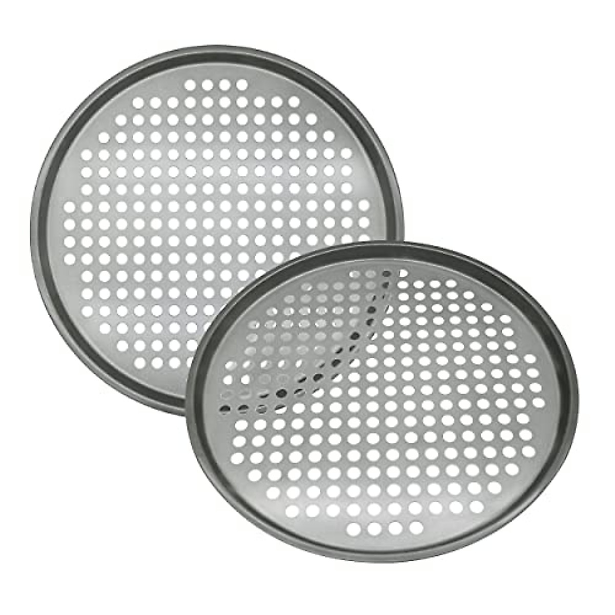 Maxi Small Pizza Pan w/Holes, Non-Stick, Scratch Resistant, Pizza Pan Set of 2, Made with Steel & Aluminum for Crispy Crust, Round Pizza Pan for Oven,13 Inch Baking Steel Pizza Pan Tray