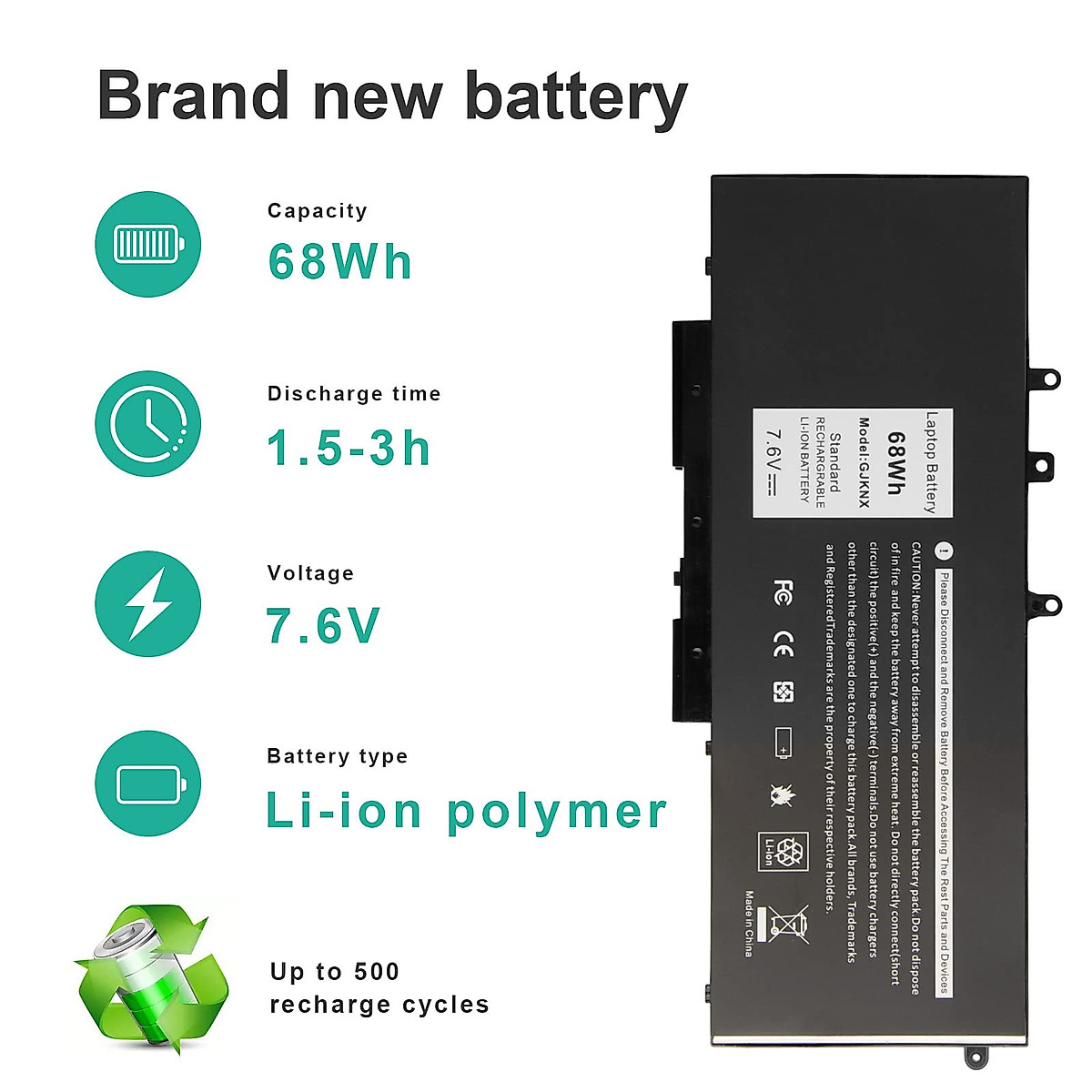 Fancy Buying 68W GJKNX Laptop Battery for Dell Latitude 5480 5580 5280 5288 5290 5488 5490 5491 5495 5590 5591 E5480 E5580 E5490 E5590 Precision 15 3520 3530 DY9NT 0DY9NT GD1JP 0GD1JP 5YHR4 451-BBZG