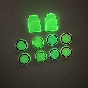 RALAN Controller Skin for PS4 Silicone Cover Glow in Dark Protective Case for PS4/slim/PS4 Pro Dualshock 4 Controller.+ 8 Glow Thumb caps and Back Sticker + L2 R2 Extended caps.