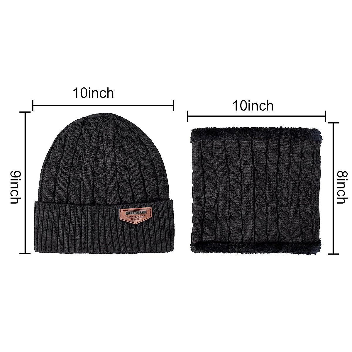 Winter Beanie Hats Scarf Gloves Set Thick Warm Slouchy Beanies Hat Knit Skull Cap Neck Warmer for Men Women,Style C-Black