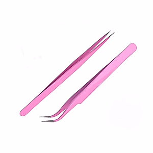 Aoshang 2PCS Stainless Steel Straight and Curved Tip Tweezers Nippers for Eyelash Extensions and Nail Art Sticker Rhinestone Eyelash Picker Acrylic Gel Nail DIY Art