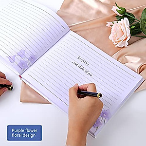 BPFY Wedding Guest Book, Sign in Guest Book for Wedding Reception, 9"x7" 120 Page Wedding Registry Guestbook with Sliver Foil, Purple Flower Floral Design Baby Shower Guest Book