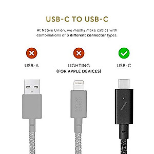 Native Union Type-C Desk Cable – USB-C to USB-C 8ft Ultra-Strong Non-Slip Charging Cable with Anchor Weight Compatible with iPhone 16, MacBook Pro 14" M3, Air 13"/15", Surface Go 3 (Cosmos)