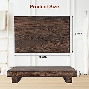 Wood Riser Tray Soap, Stand Soap Tray for Kitchen Sink, Farmhouse Wooded Tray,Rustic Bathroom Dishes for Plant Bottles Candles Display (Brown)