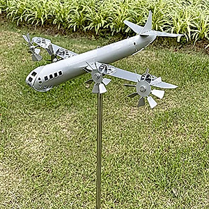MAGIKEY B-29 Super Fortress Wind Spinner 3D Unique and Magical Metal Windmill Outdoor Wind Sculpture Kinetic Sculpture for Yard/Garden/Decor Decoration