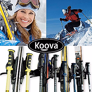 Koova Ski Rack For Garage Wall Storage | Indoor Ski Storage Racks | Ski Rack Garage Storage for Shed Organization | Pole Ski Holder & Winter Sports Organizer For Garage | Ski Hooks for Wall | USA Made