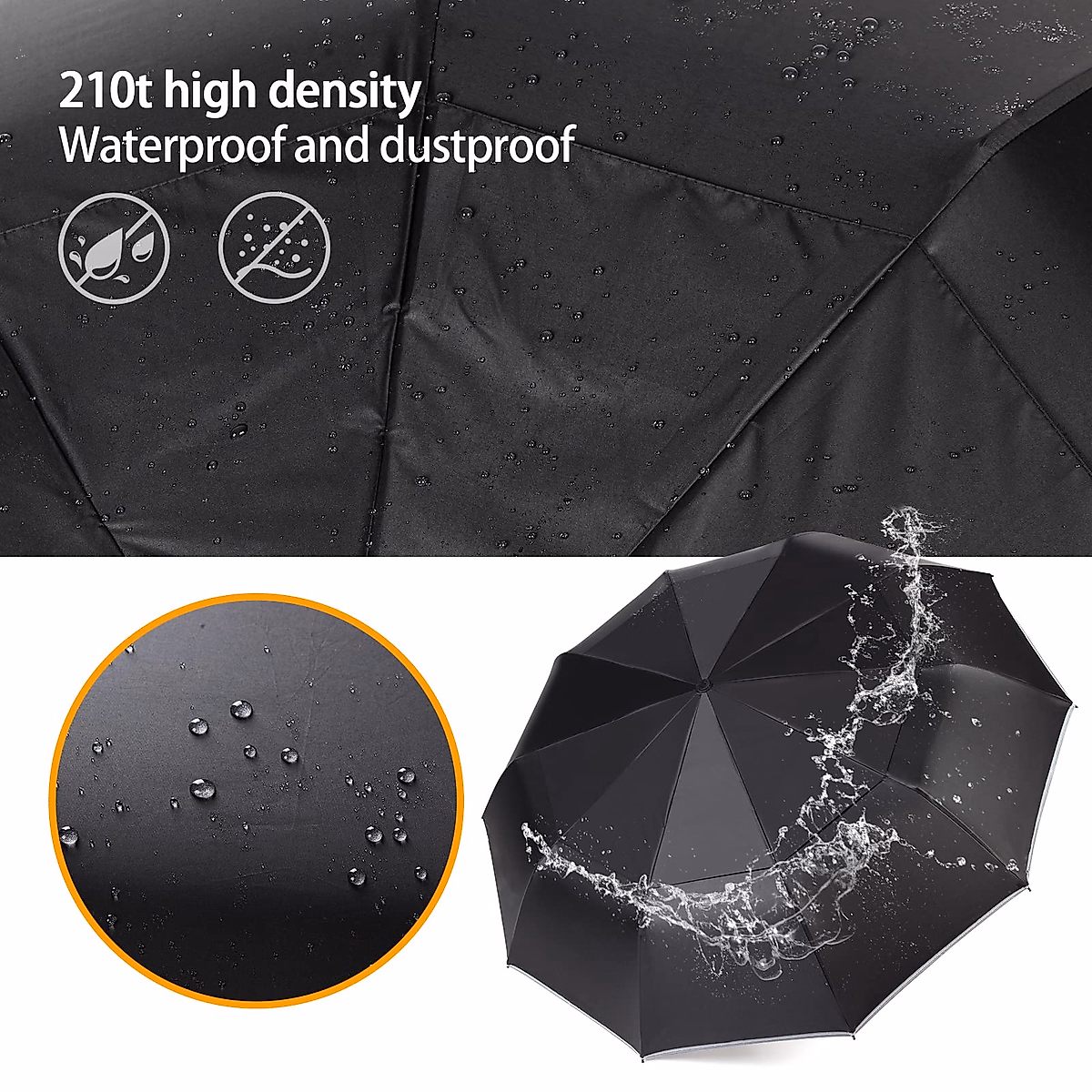 Umbrellas for Rain Windproof Travel Umbrella Folding Portable Compact Umbrella with Automatic Open Close for Men and Women Gray Reflective 46