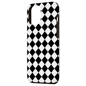iPhone 13 Pro Max Black And White Checked Checkerboard Pattern Case