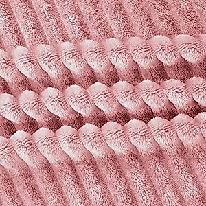 BEDELITE Fleece Throw Blanket for Couch – 3D Ribbed Jacquard Soft and Warm Decorative Spring Blankets – Cozy, Fuzzy, Fluffy, Plush Lightweight Pink Throw Blankets for Bed, Sofa, 50x60 inches