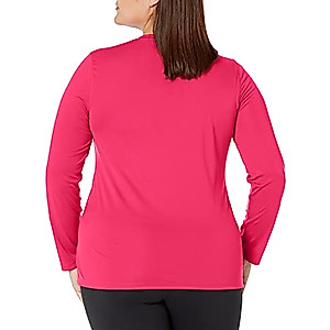 Just My Size Women's Plus Size Active Long Sleeve Cool Dri V-Neck Tee, pop Art Pink, 5X
