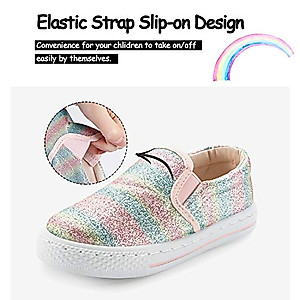 K KomForme Toddler Girls Boys Shoes Little Kids Slip on Canvas Sneakers for Running/Walking Colorful