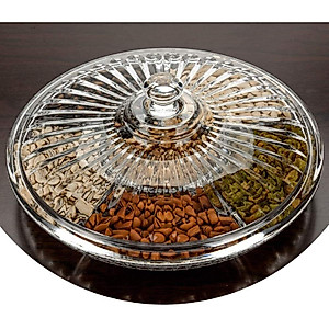 Modern Fruit basket with lid, Decoration Crystal glass Household dried fruit tray, Snack Salad tray, Candy box, Dried fruit Plate Display Stand -32 * 14 * 4cm