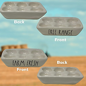 Rae Dunn FARM FRESH And FREE RANGE Egg Holder - Ceramic