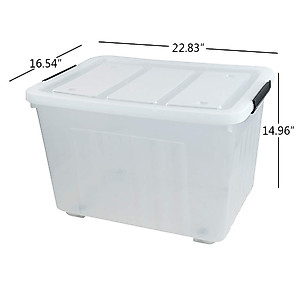Farmoon 70 Quart Clear Storage Bin with Wheels, Large Plastic Stackable Cotainer Box with Lid, 4 Packs