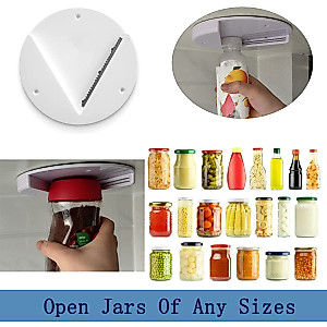 GOHRAI - Under Cabinet Jar Opener & Bottle Opener with 2Pcs Jar Opener Gripper Pad- Opens Any Size Jar -Jar Opener For Weak Hands & Seniors with Arthritis