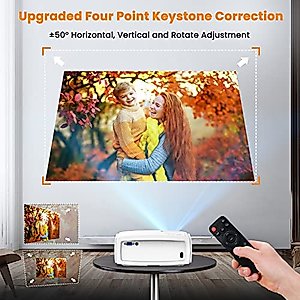 VYSER Projector with 5G WiFi & Bluetooth, 400ANSI Native 1080P Movie Projector with Screen, 4P/4D Keystone Correction, 300" Portable Outdoor Projector Compatible with HDMI, VGA, USB, iOS/Android