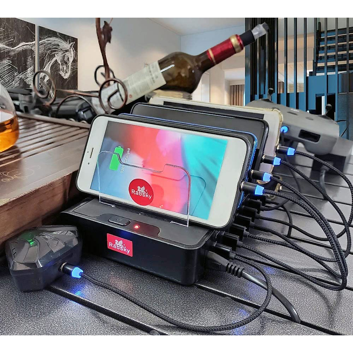 Magnetic Charging Cable 10pcs,Just Short USB Cables No Magnetic Charging Tips,[0.6~0.8ft/20~25cm,2.4 A Max) i Style Nylon Braid Cord,Compatibility Charger Station/Mobile Power&More Devices (Black)