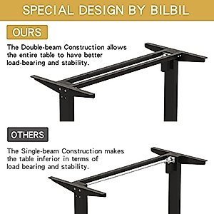 Jceet Adjustable Height Electric Standing Desk, 48 x 24 Inch Sit Stand Computer Desk with Lockable Casters, Stand Up Desk Table for Home Office, Black Frame+ Rustic Brown Top