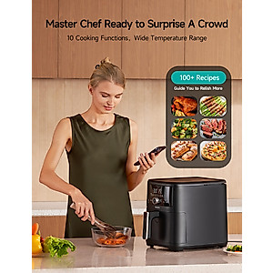HiCOZY 10-in-1 Air Fryer, 6QT Family Size, Flash Crisp Technology, 400F for Hot & Crispy Results in Minutes, Roast, Reheat, Dehydrate & More, Black