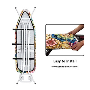 ZWPINITUP Boho Flower Ironing Board Cover Polyseter Scorch Resistant with Hook and Loop Fastener Strap, Elastic Edge One Size