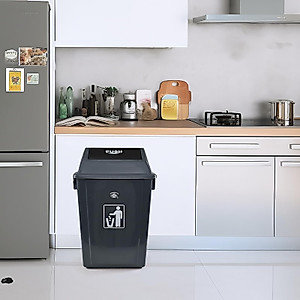 Yarebest 4-Pack 13 Gallon Plastic Trash Cans with Lids, Large Grey Garbage Waste Bin