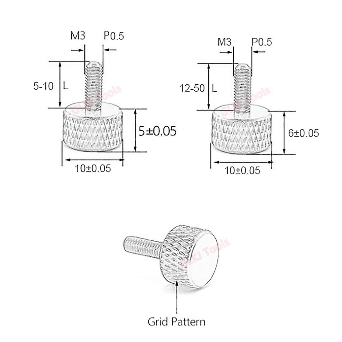 5pcs/lot M3 Knurled Colourful Aluminum Thumb Screws 5 6 8 10 12 16 20mm - 50mm Plain Head Hand Tighten Screws for Computer Case (Color : Purple, Size : 35mm)