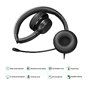Anivia Stereo Computer Headset with Noise Cancelling Microphone for PC Office Phone Laptop - On-Ear Wired Headphones with Microphone, 3.5mm Audio Jack for PS4 PS5 Xbox, A7plus Black