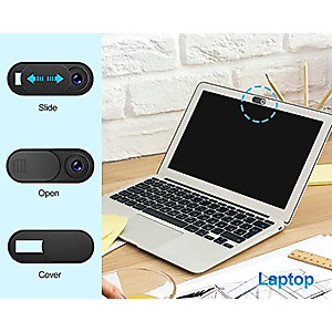 YAMXIN Laptop Camera Cover Slide 9 Pack(3 Large + 6 Small) Webcam Cover Fit Most Laptop, PC, Tablet (Black)