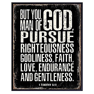Christian Gifts for Men - Religious Gifts for Men - Catholic Gifts for Men - Religious Wall Decor - Masculine Christianity - God Wall Decor - 1&2 Timothy - Scripture Bible Verse Wall Art Decorations