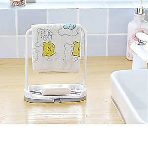 BESTONZON Rag Soap Rack Plastic Countertop Organizer Rack Removable Dishcloth and Sponge Drying Rack (Grey)