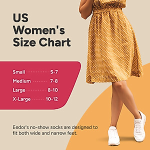 Eedor No Show Socks Womens - 6 Pairs Thin No Show Socks for Women - Non Slip Flat Boat Line Low Cut Socks White Medium (7-8)