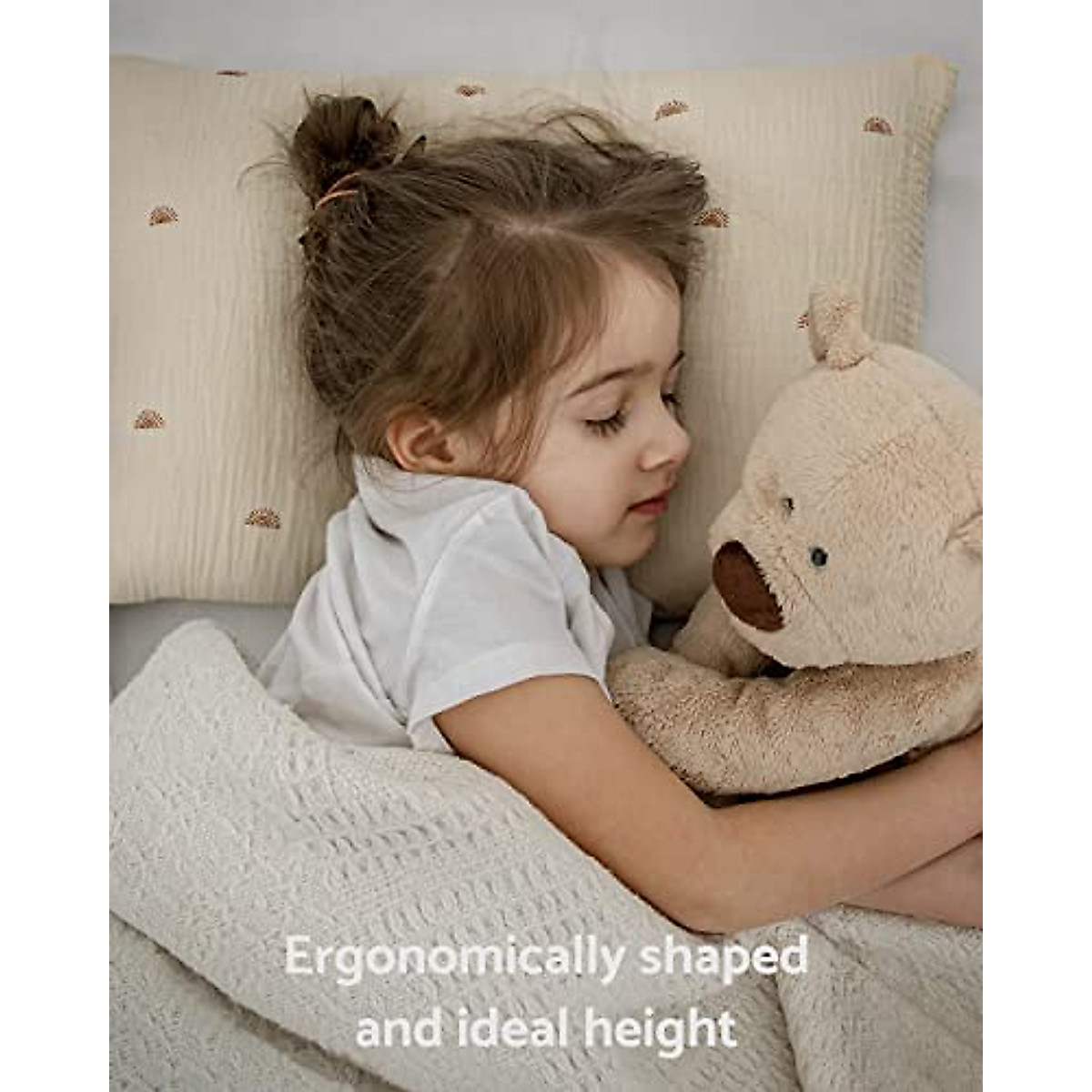 Blissful Diary Toddler Pillow with Muslin Cotton Pillowcase, 13x18 Kids Pillows for Sleeping and Traveling, Crib Pillow, Small Pillow for Kids, Toddler Bed Pillows (Rainbow)