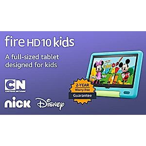 Amazon Fire HD 10 Kids tablet, 10.1", 1080p Full HD, ages 3–7, 32 GB, Aquamarine