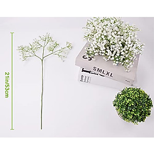 YSBER 10Pcs Baby Breath/Gypsophila Artificial Fake Silk Plants Wedding Party Decoration Real Touch Flowers DIY Home Garden(White)