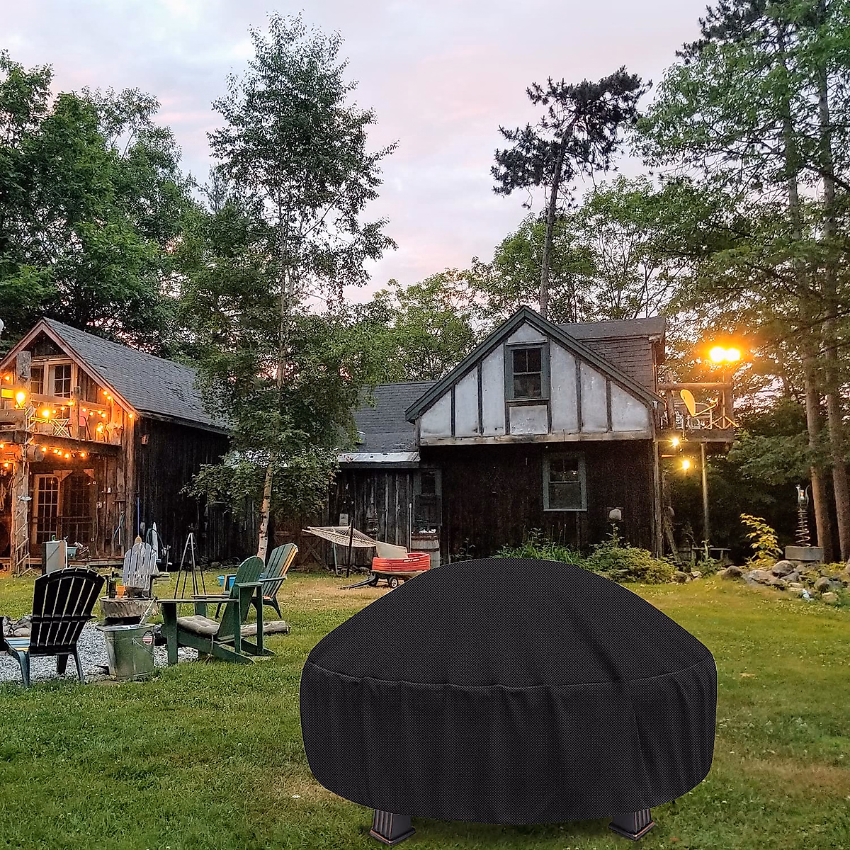 Fire Pit Cover Round, Fits 44-50 Inch Firepit or Fire Bowl, Outdoor Waterproof Patio Fire Table Cover, 48’’ D X 18’’ H