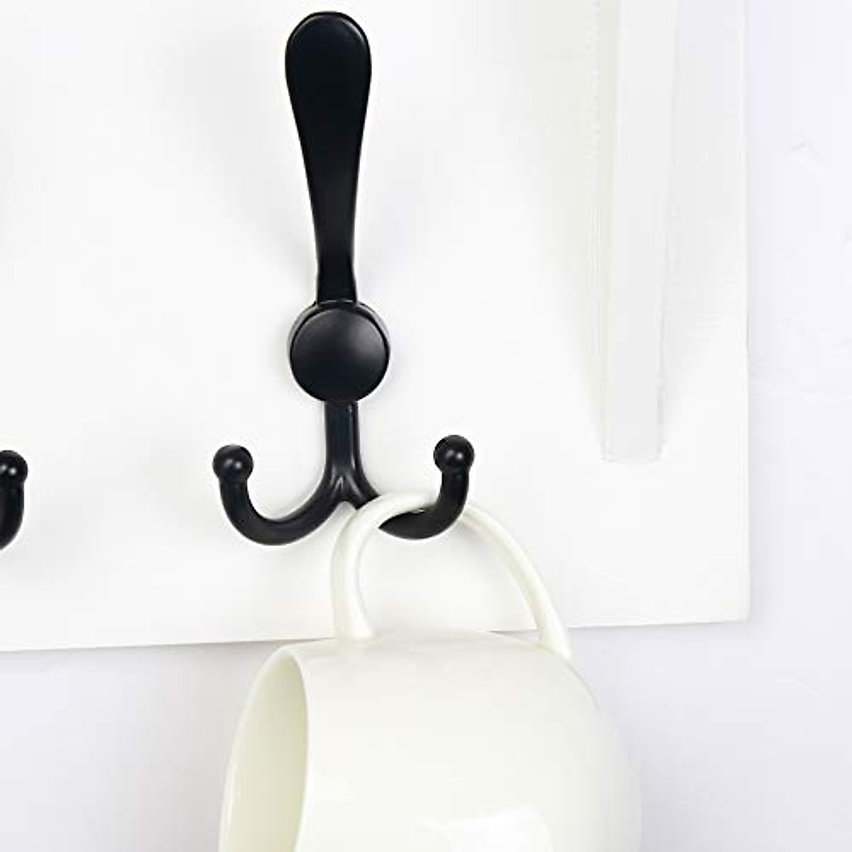 Dseap Coat Rack Wall Mounted Shelf with 7 Tri Hooks 35” Heavy Duty Wood Entryway Shelf with Hooks, Coat Hanger Shelf, White